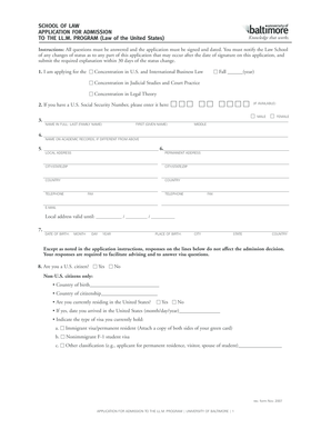 Fillable Online law ubalt Application for Admission to the LL.M ...