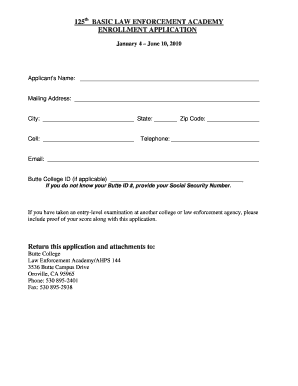 Fillable Online butte 125th Basic Acad ApplicationSp09.docx Fax Email Print - pdfFiller