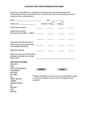Fillable Online butte COURTESY CART SERVICE RESERVATION FORM Fax Email ...