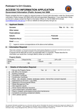 Fillable Online parracity nsw gov D01964875 GIPA Application Form PCC INFORMAL.DOC - parracity ...