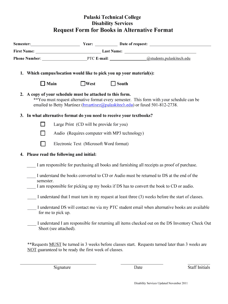 Fillable Online Request Form for Books in Alternative Format Fax Email Print - pdfFiller