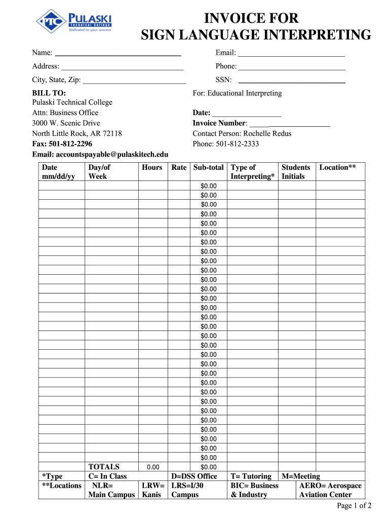 Interpreter Invoice Template Fill Online Printable Fillable Blank 