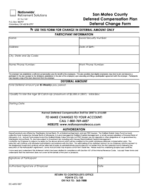 Fillable Online co sanmateo ca DC-4693-1007 San Mateo Deferral Change ...