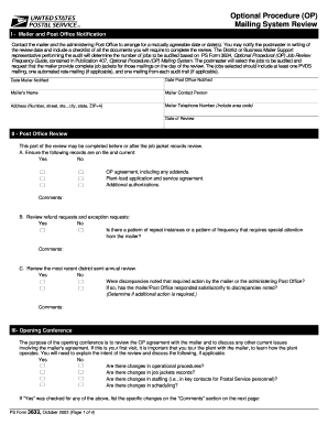 Fillable Online nalc-branch78 PS Form 3633, Optional Procedure (OP ...