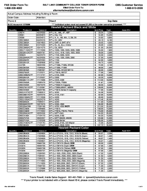 Toner Cartridge Ordering Form - Fill Online, Printable, Fillable, Blank ...
