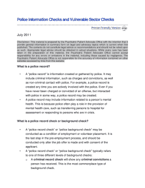 Fillable Online Police Information Checks and Vulnerable Sector Checks ...