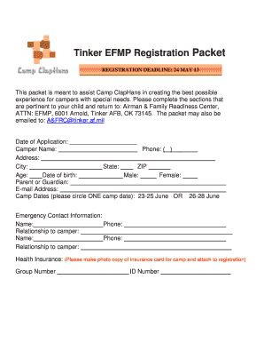 Fillable Online the packet online for efmp form Fax Email Print - pdfFiller
