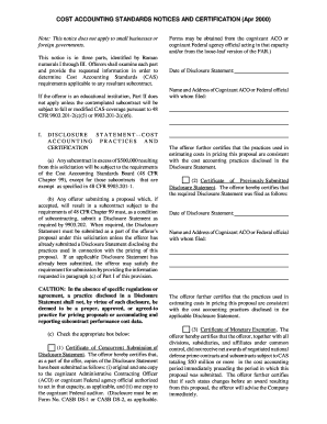 Fillable Online COST ACCOUNTING STANDARDS NOTICES AND bCERTIFICATIONb ...