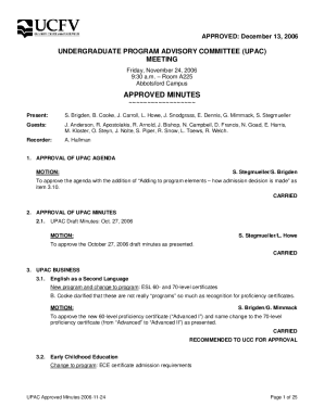 Fillable Online UNDERGRADUATE PROGRAM ADVISORY COMMITTEE (UPAC) Fax ...