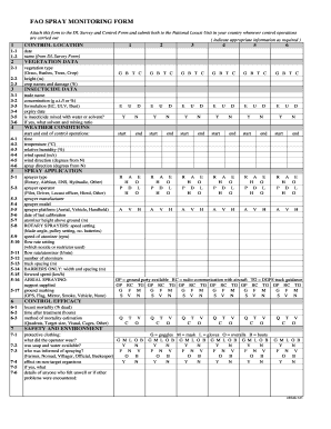 Fillable Online fao FAO SPRAY MONITORING FORM - fao Fax Email Print ...