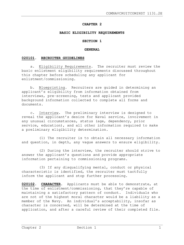Fillable Online Basic Eligibility Requirements for Navy Commissioning ...