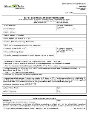 Fillable Online Batch Discharge Authorization Request Form Fax Email ...