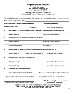 Fillable Online boem Telephone Numbers/Addresses of Bidders Form - BOEM ...