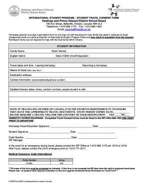 Fillable Online hpedsb on Student Travel Consent Form - hpedsb on Fax ...
