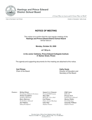 Fillable Online hpedsb on Notice of meeting - Hastings and Prince ...