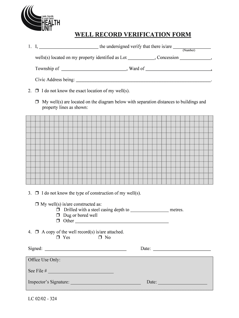 Fillable Online Well Record Verification Form Fax Email Print - pdfFiller