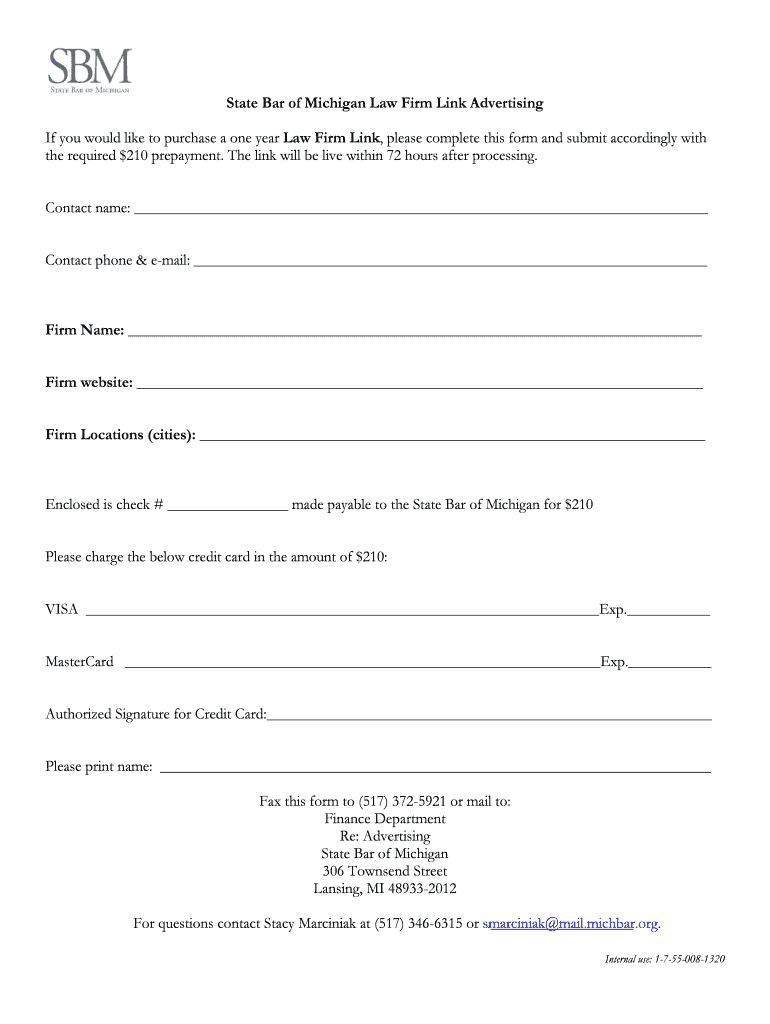 Fillable Online Law Firm Link Advertising Form Fax Email Print - pdfFiller