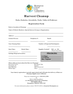 Fillable Online brampton Harvest Cleanup Registration Form.pdf - the ...