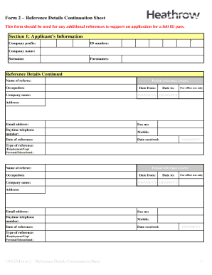 Fillable Online Reference Details Continuation Sheet This form should ...