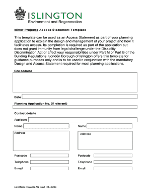 Fillable Online Minor Projects Access Statement Template This template ...