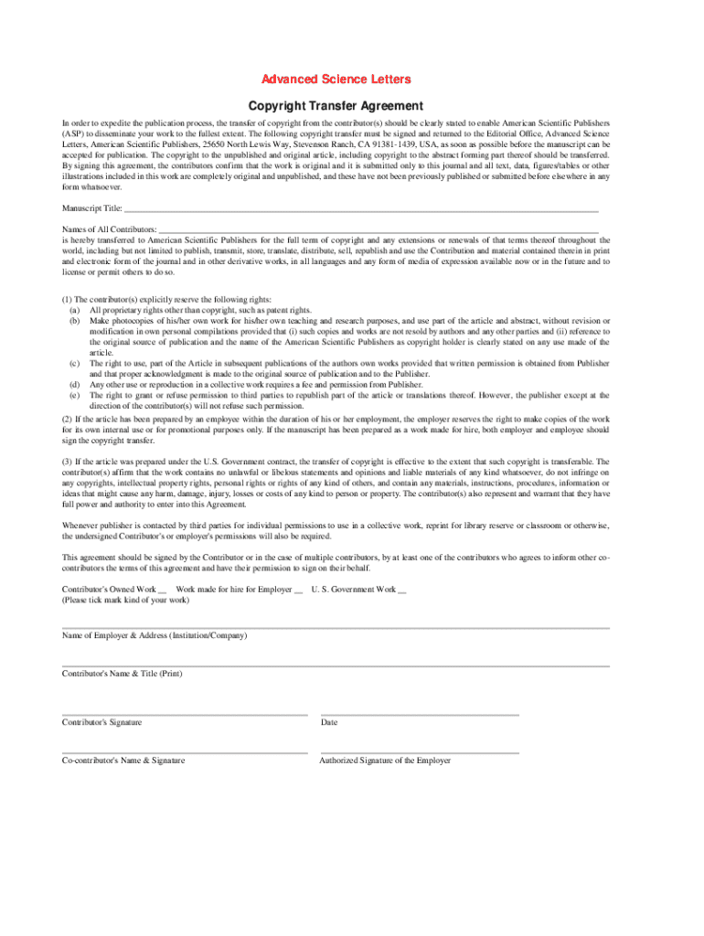 Fillable Online sersc copyright transfer form template Fax Email Print - pdfFiller