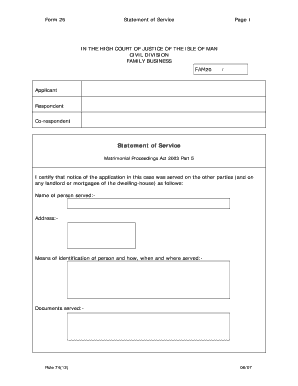 Fillable Online Form 25 - Statement of ServicePDF.doc Fax Email Print ...