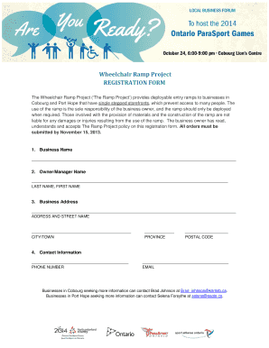 Fillable Online Wheelchair Ramp Registration Form - Northumberland ...