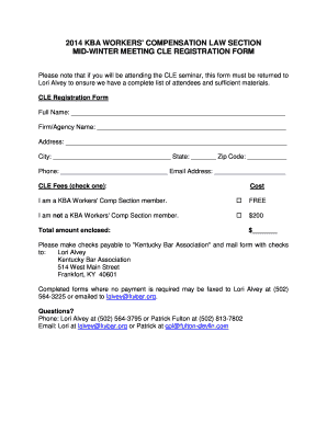 Fillable Online kybar CLE Seminar Registration Form - Kentucky Bar Association - kybar Fax Email ...