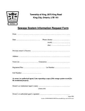 Fillable Online Sewage system Info Form - Township of King Fax Email ...