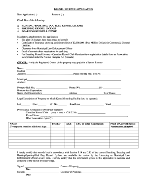 Fillable Online Download the printable Kennel bApplicationb in PDF ...