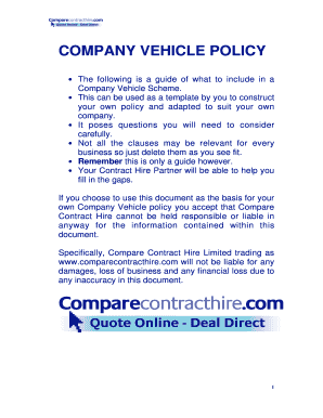 Fillable Online Company Vehicle?y Guide CCH.doc. Booking Form Fax Email ...