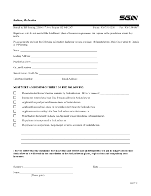 Residency Declaration Form - Fill Online, Printable, Fillable, Blank ...