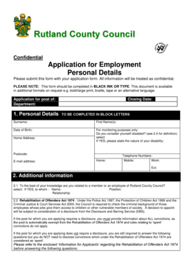 Fillable Online Application form - Rutland County Council Fax Email ...