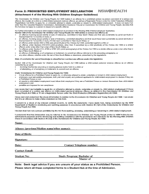 Fillable Online une edu Form 2: PROHiBiTED EMPLOYMENT DECLARATION Name ...