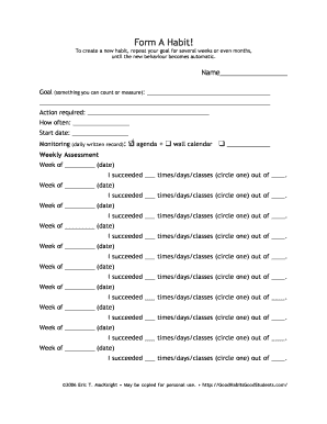 Fillable Online Form A Habit - Good Habits Good Students Fax Email ...