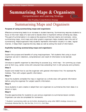 Fillable Online Summarising maps - Comprehension strategy handout copy ...