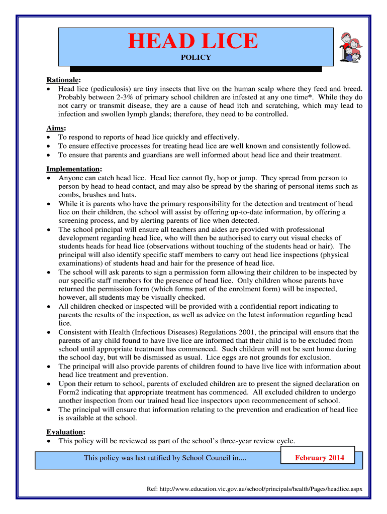 Fillable Online Head lice (pediculosis) are tiny insects that live on ...