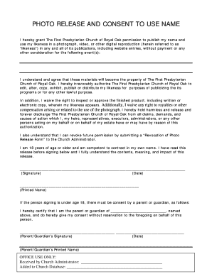 Fillable Online fpcro Photo release and consent to use name - First ...