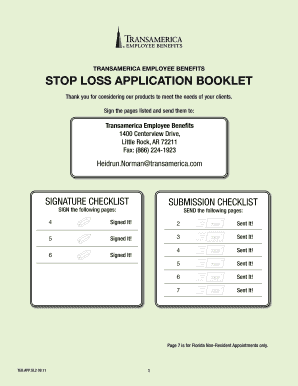 Fillable Online protectplans Transamerica employee BenefiTs sTop loss ...