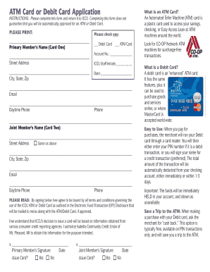 Fillable Online ATM Card or Debit Card Application What is an ATM Card Fax Email Print - pdfFiller
