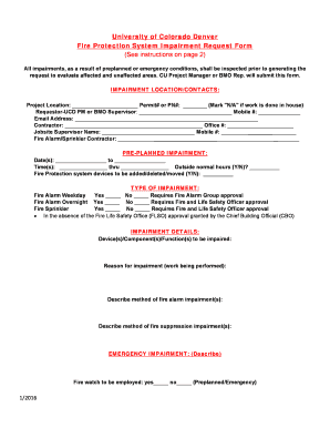 Fillable Online ucdenver Fire Alarm Disable Request bFormb PDF - University of Colorado bb Fax ...