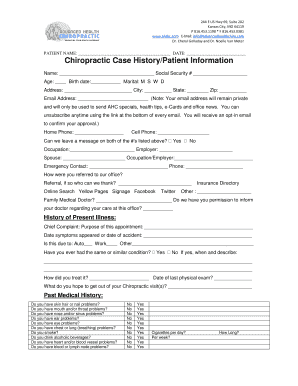 Fillable Online Chiropractic Case History/Patient Information Fax Email ...