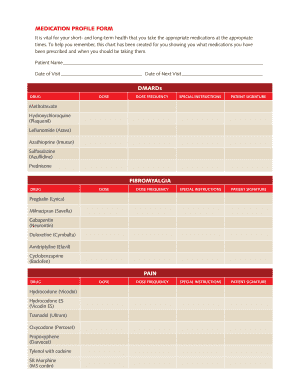 Fillable Online iche MEDICATION PROFILE FORM - The Institute - iche Fax ...