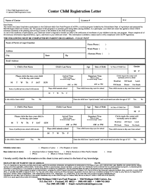 Fillable Online Child Registration Letter - midmichigancc.com Fax Email ...
