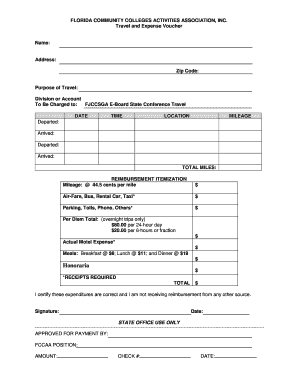 Fillable Online fcssga Travel Voucher Form - Florida College System ...