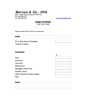 Fillable Online Home Expense Form Fax Email Print - pdfFiller