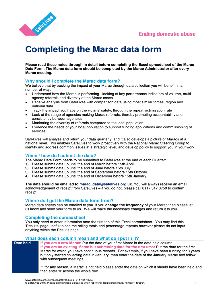 Fillable Online safelives org Completing the Marac data form ...
