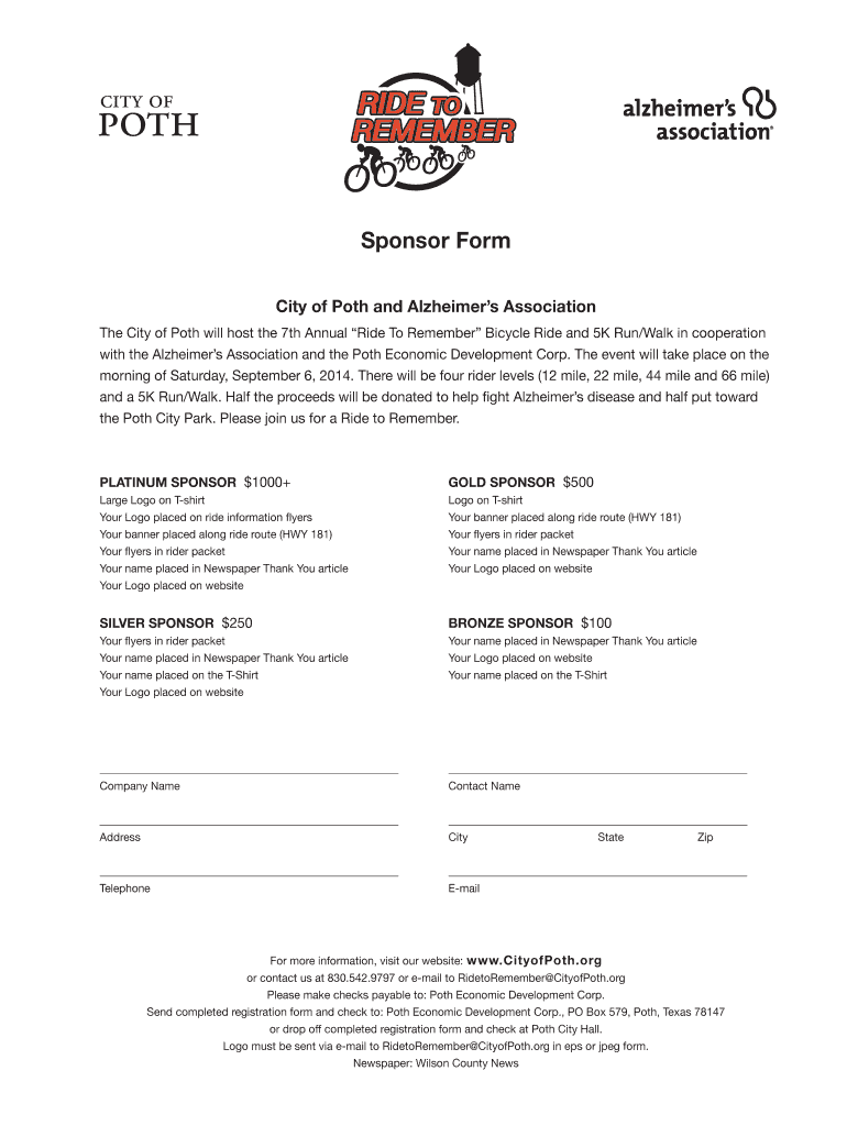 Fillable Online cityofpoth City of Poth and Alzheimers Association ...