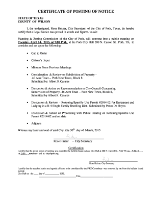 Fillable Online cityofpoth at the Poth City Hall 200 N - cityofpoth Fax ...