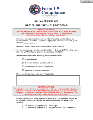 Fillable Online ALLIANCE PARTNER NEW CLIENT SET-UP PROTOCOLS Fax Email ...